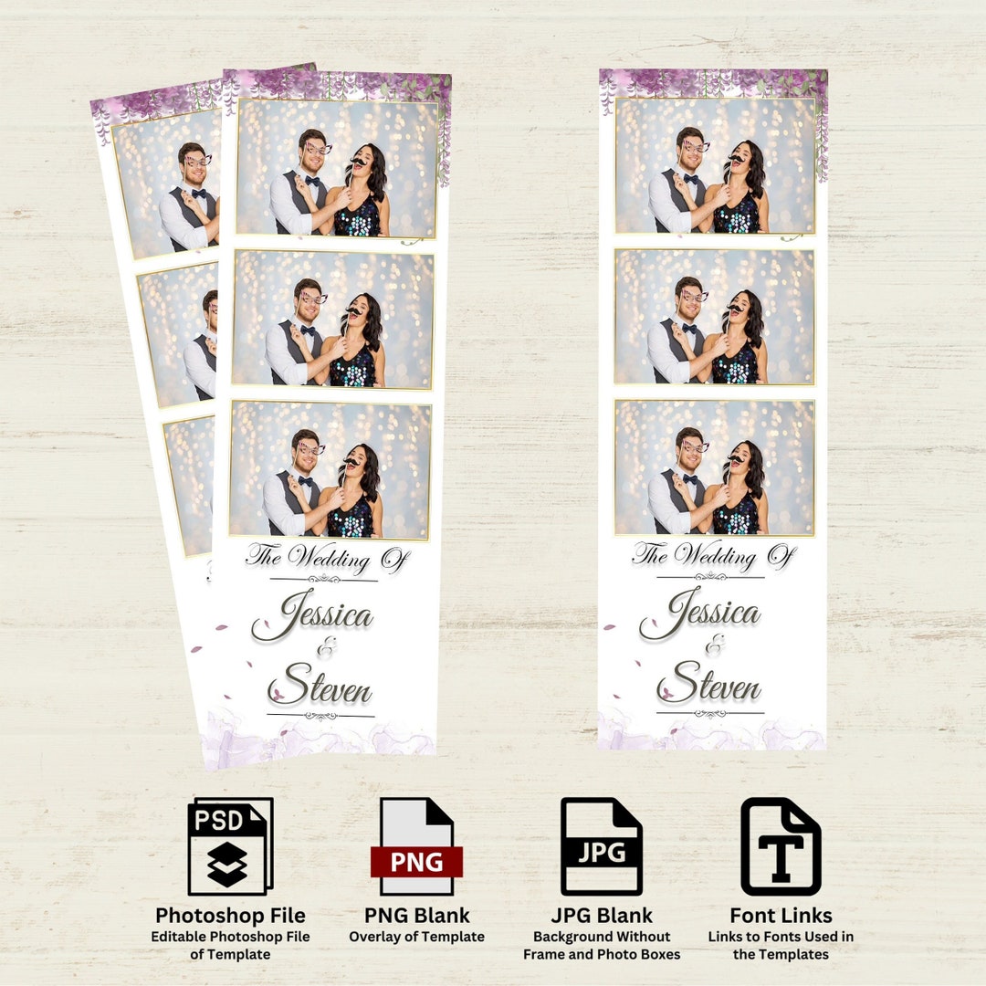 Purple Elegance Photo Booth Template Strip 2x6 editable - Etsy