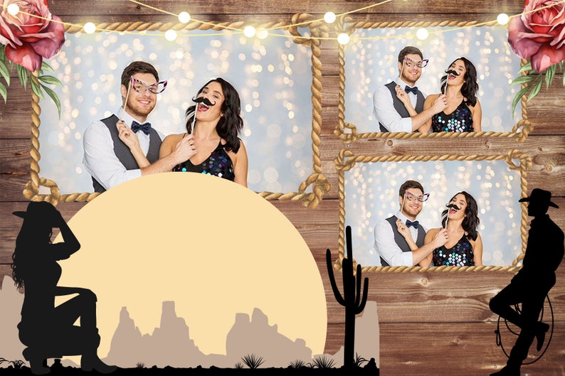 Western Cowgirl/ Cowboy Wedding Photo Booth Template Postcard Layout ...