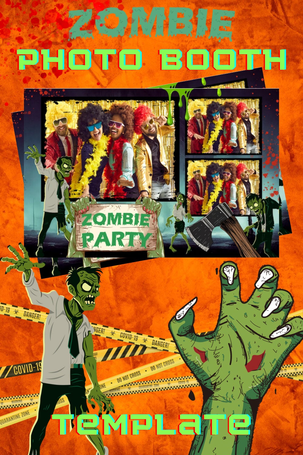 Zombie Theme Photo Booth Template Postcard Layout 4x6 (editable) - Etsy