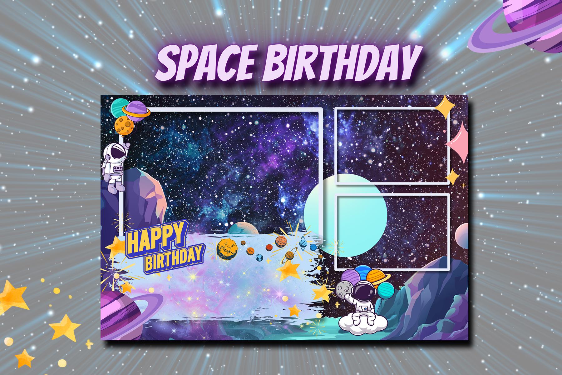 Space Birthday Template Postcard Layout 4x6 (editable) - Etsy