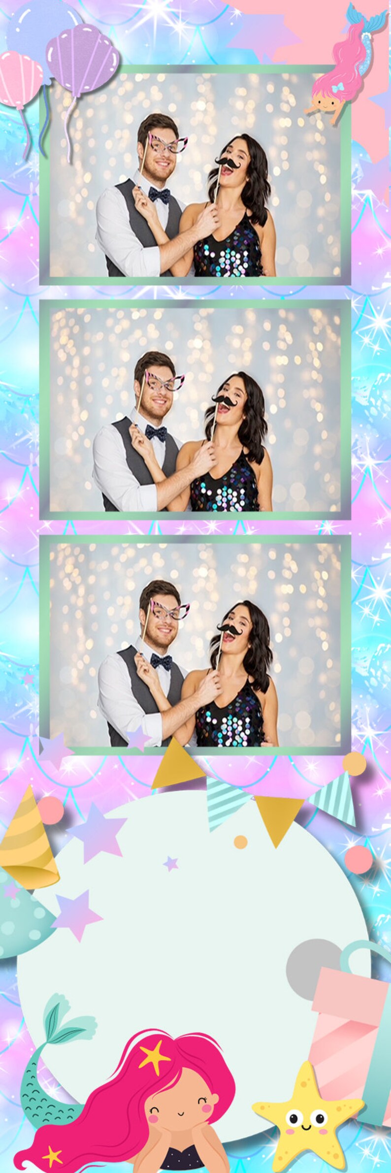 Mermaid Celebration Photo Booth Template Strip 2x6 (editable) - Etsy