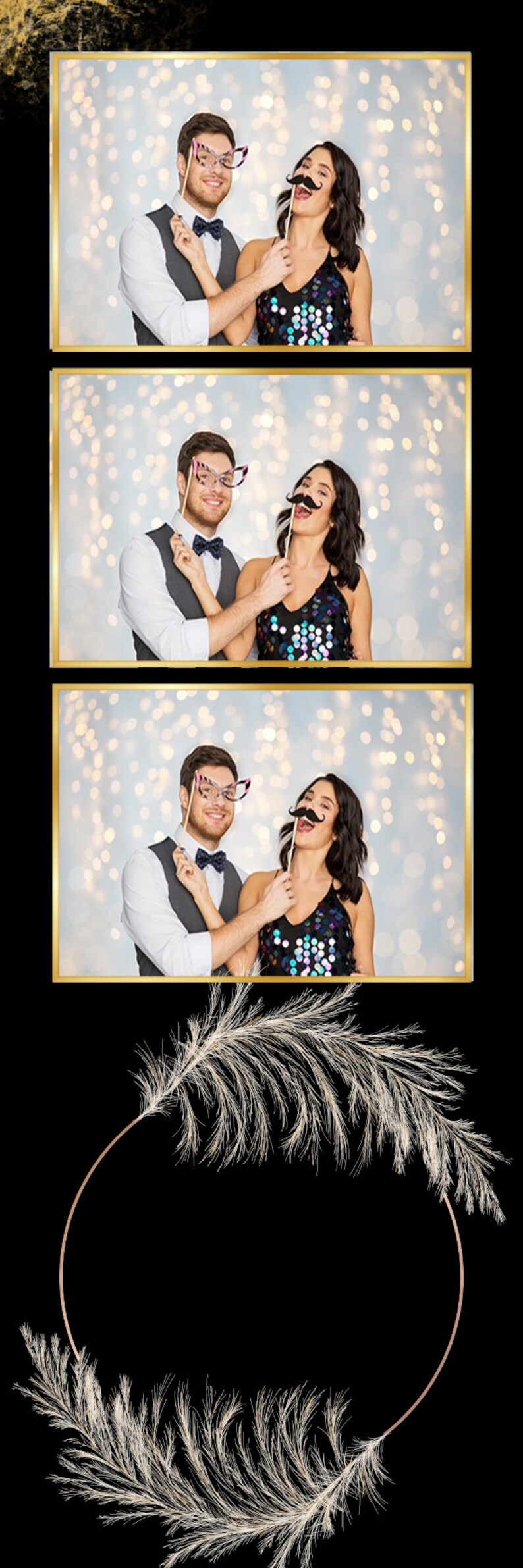 Black Boho Wedding Photo Booth Template Strip 2x6 editable - Etsy
