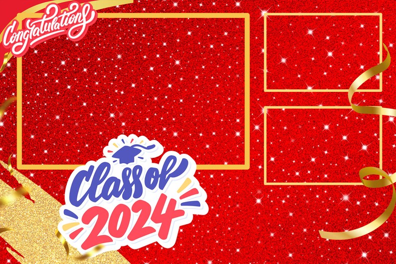 Graduation Red and Gold Photo Booth Template Postcard Layout 4x6 ...