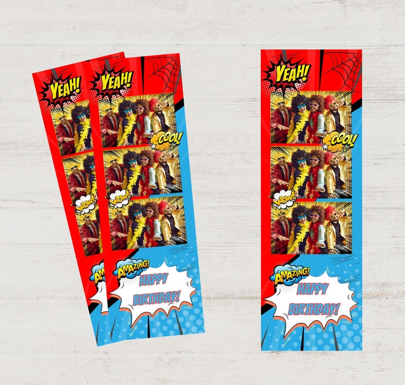 Comic Theme Photo Booth Template Strip 2x6 (editable) - Etsy