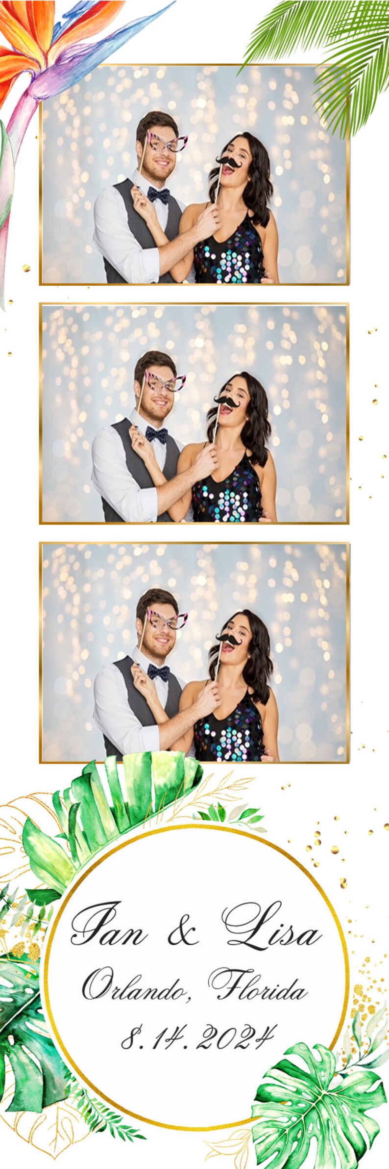 Tropical Wedding Photo Booth Template Strip 2x6 (editable) - Etsy