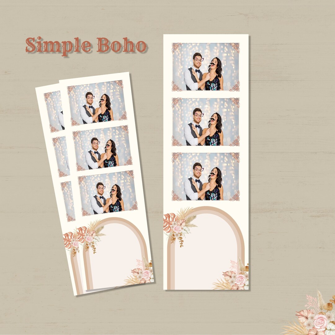 Simple Boho Wedding Photo Booth Template Strip 2x6 (editable) - Etsy