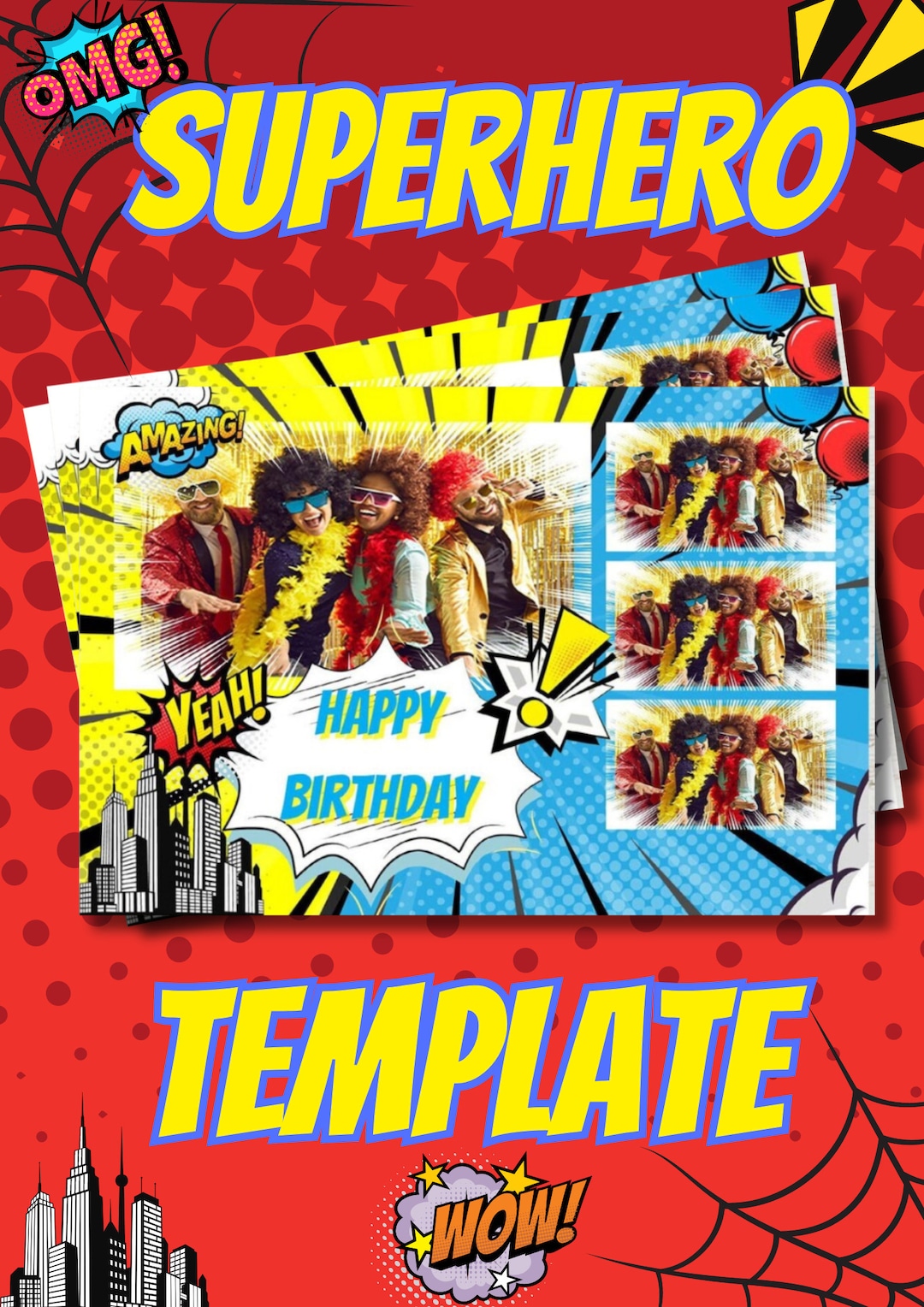 Comic Strip Photo Booth Template Postcard Layout 4x6 (editable) - Etsy