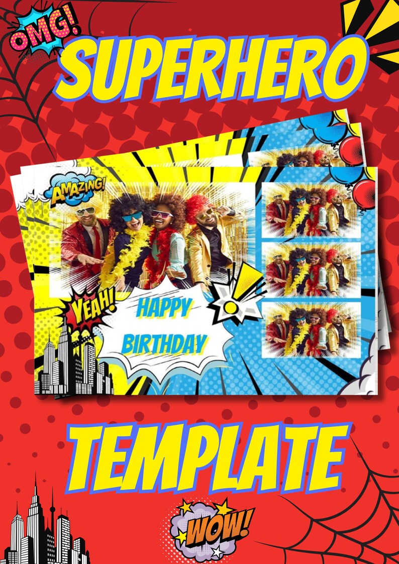 Comic Strip Photo Booth Template Postcard Layout 4x6 (editable) - Etsy