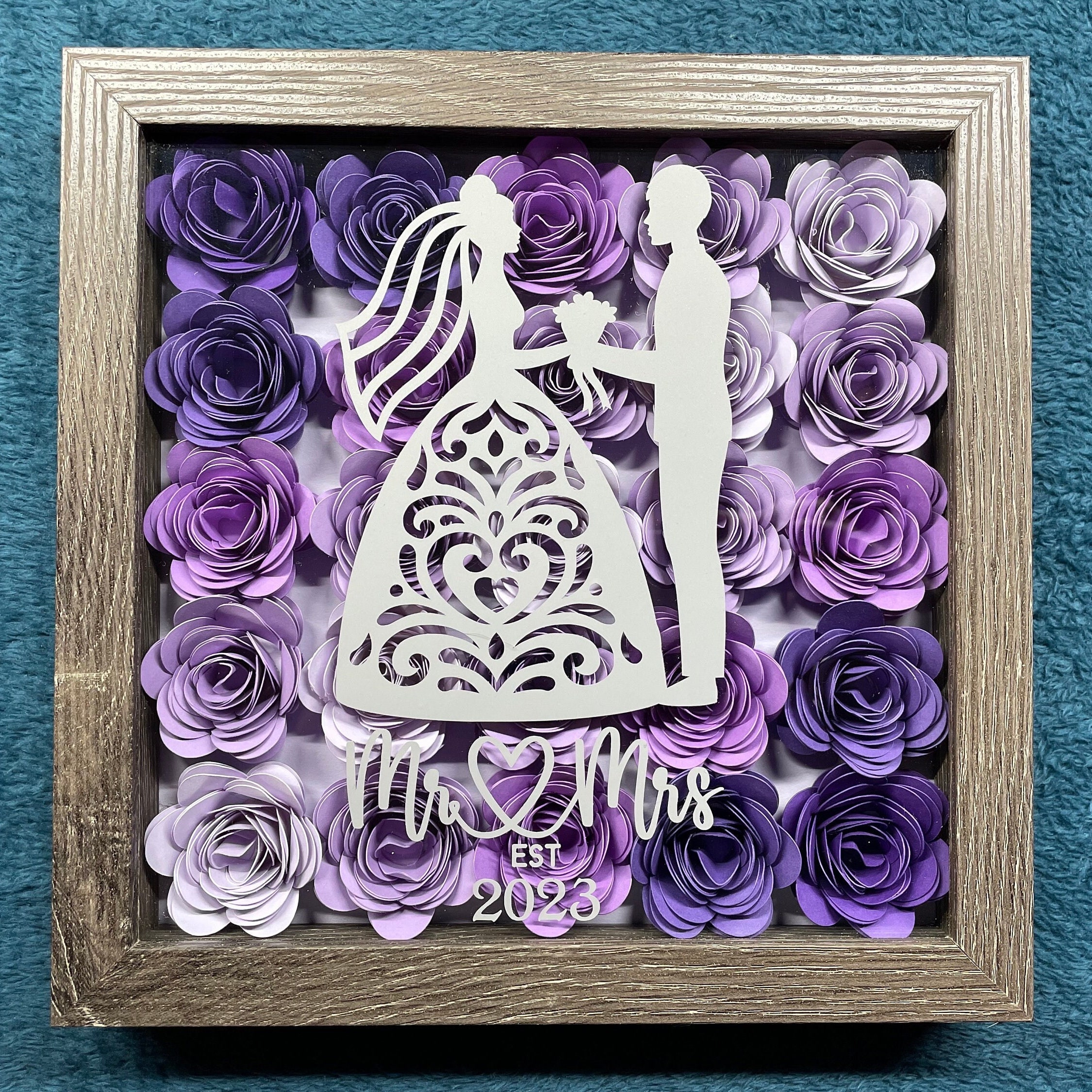Wedding Shadow Box, Wedding Gift, Bridal Shower Gift, Floral, Flowers ...