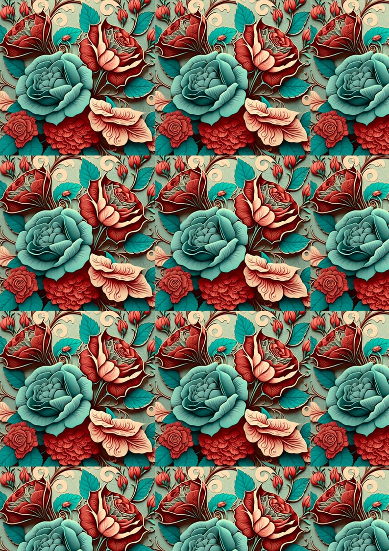 Blue & Red Roses With Touches of Pink - Etsy