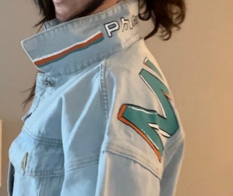 MIAMI DOLPHINS Jean Jacket, Custom Game Day Sports Jacket - Etsy