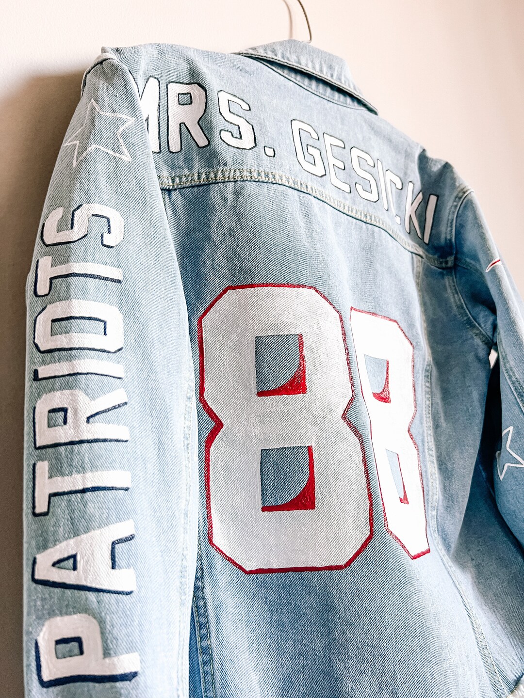 Patriots Jean Jacket, Custom Game Day Sports Jacket NFL Jacket - Etsy