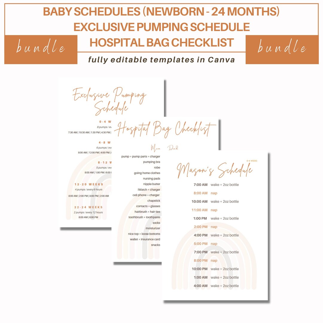 PREGNANCY Checklists: Hospital Bag Checklist Breast Pumping Schedule ...