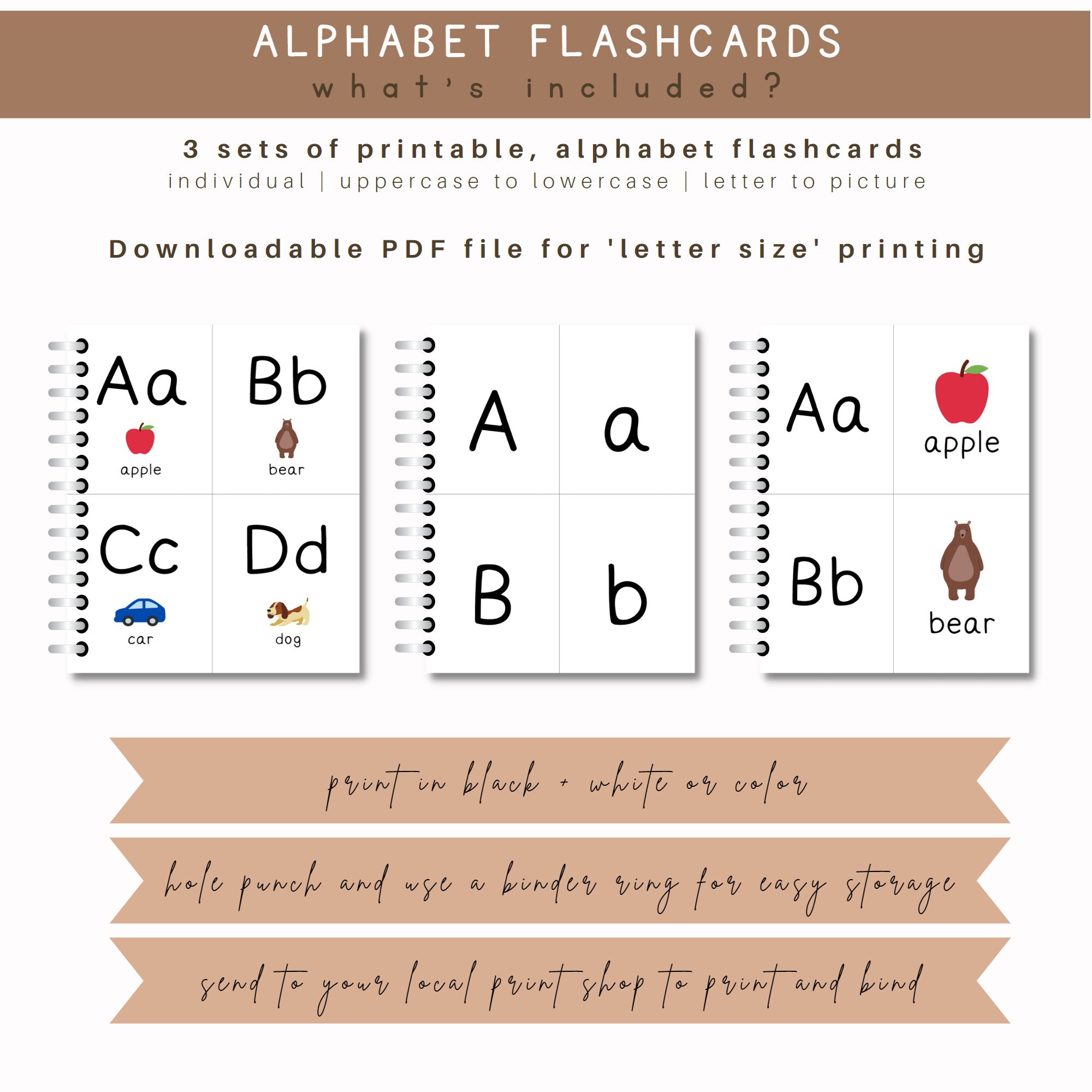 PRINTABLE | 3 Sets of Alphabet Flashcards | ABC Flashcards | Toddler ...