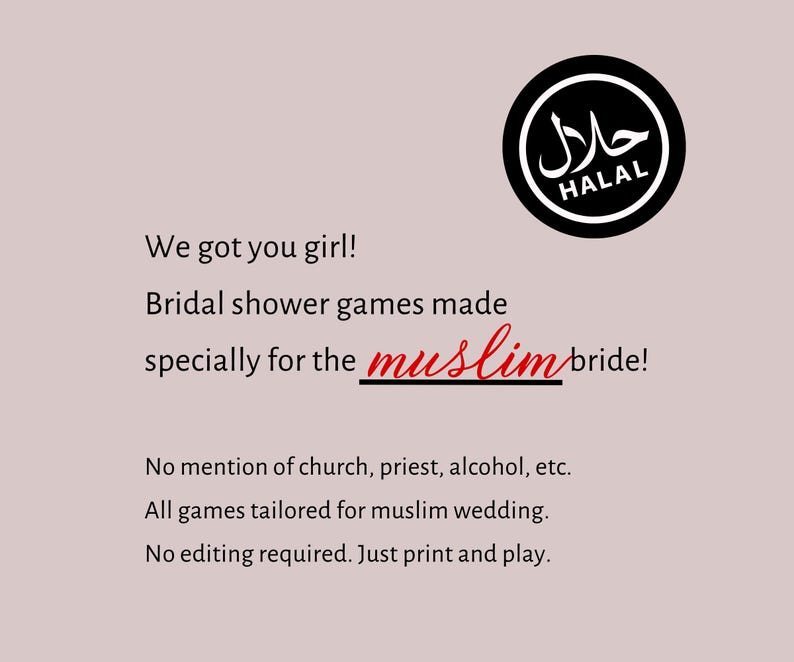 Muslim Bridal Shower Games, 10 GAME BUNDLE, Printable, Modern ...