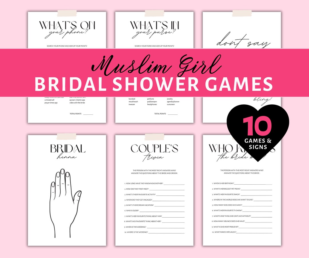 Muslim Bridal Shower Games: Minimalist 10-game Bundle (printable ...