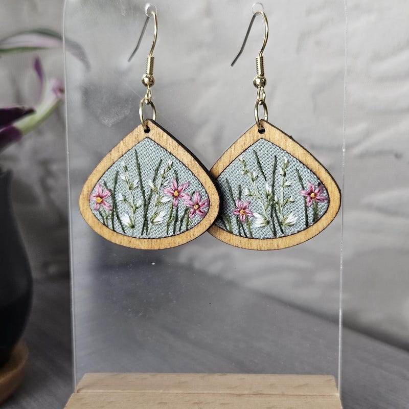 Embroidered Earrings - Etsy