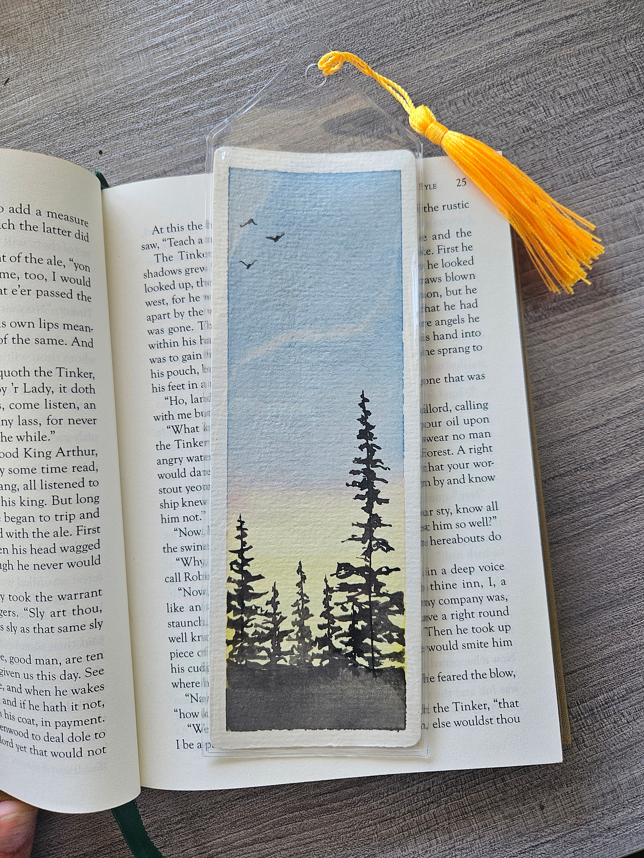 Sunset Mountain and Tree Theme Watercolor Bookmarksbook Lover Gift and ...