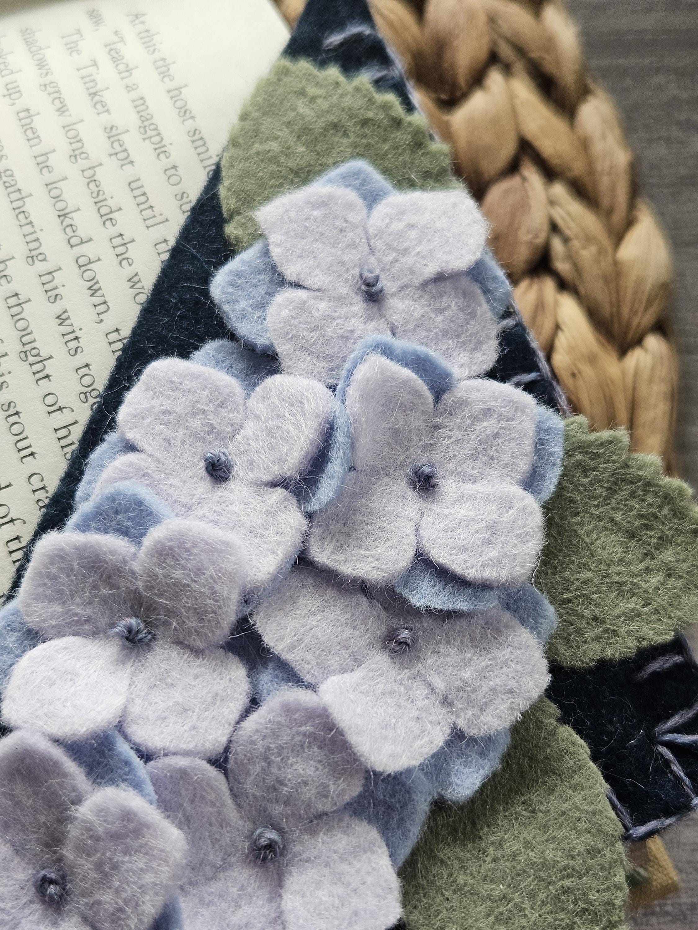 Purple Hydrangeas Felted Floral Corner Bookmark|floral Themed Bookmark ...