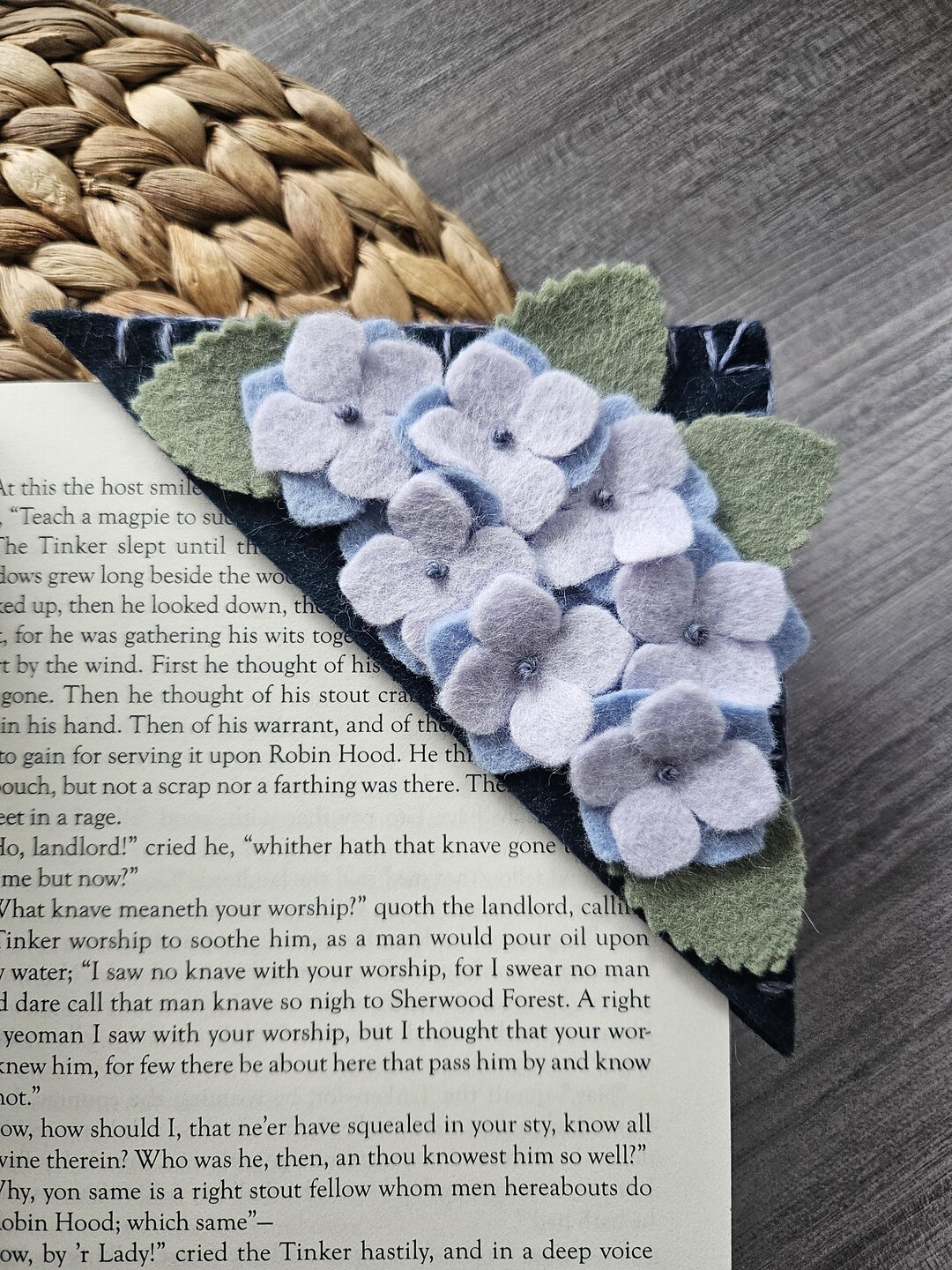 Purple Hydrangeas Felted Floral Corner Bookmark|floral Themed Bookmark ...