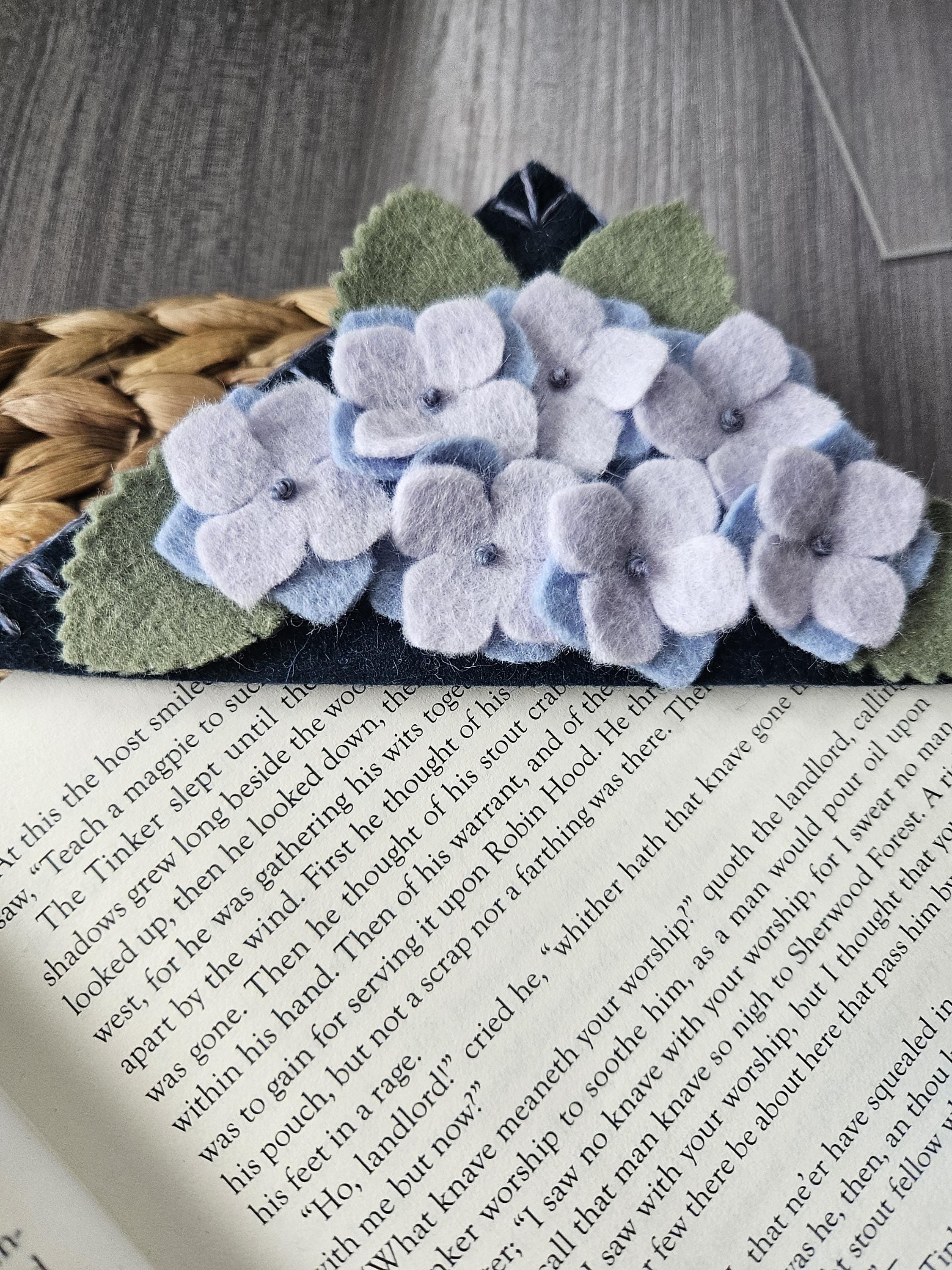 Purple Hydrangeas Felted Floral Corner Bookmark|floral Themed Bookmark ...
