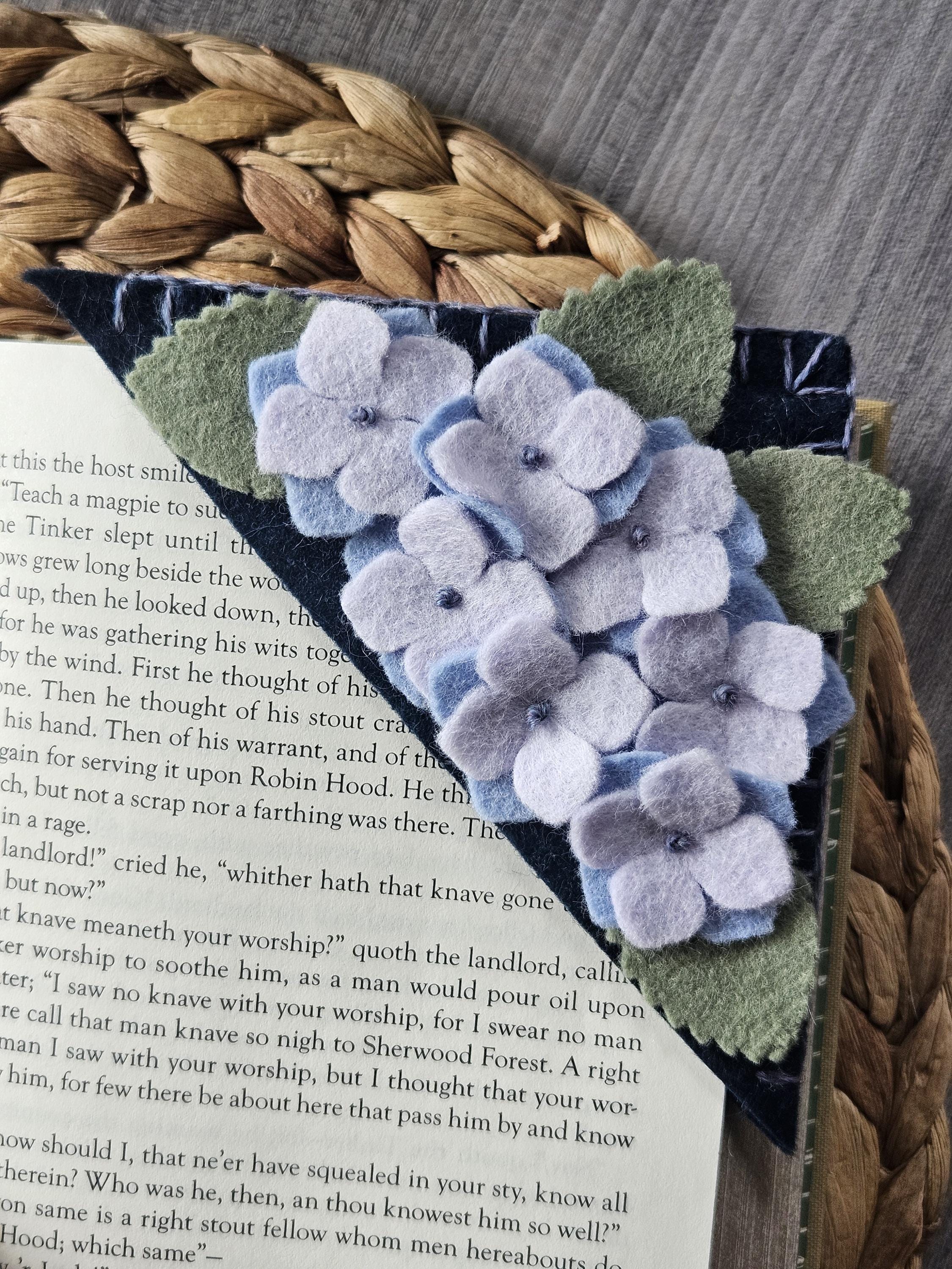 Purple Hydrangeas Felted Floral Corner Bookmark|floral Themed Bookmark ...