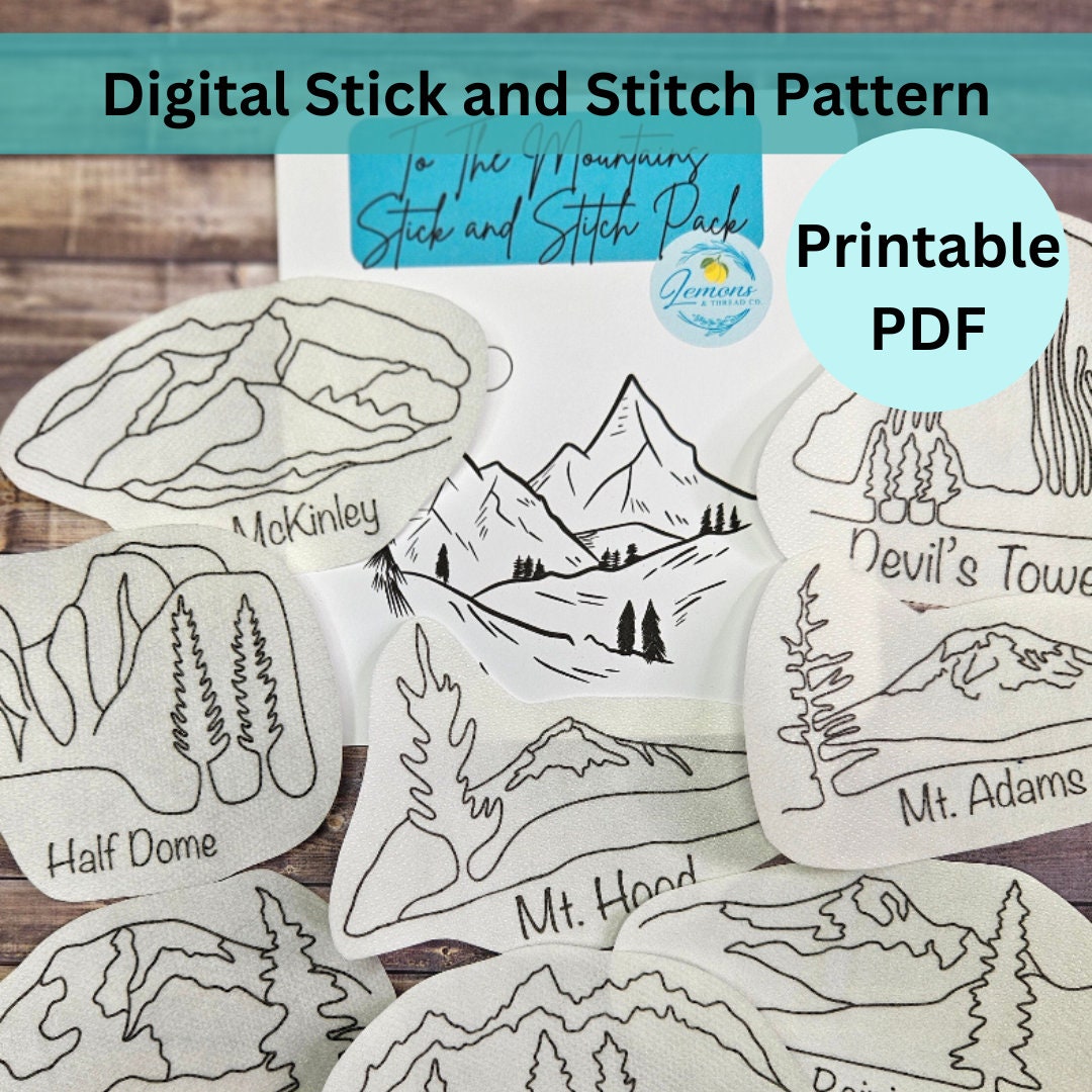 Printable PDF Pattern|to the Mountains Stick and Stitch Pack|embroidery ...