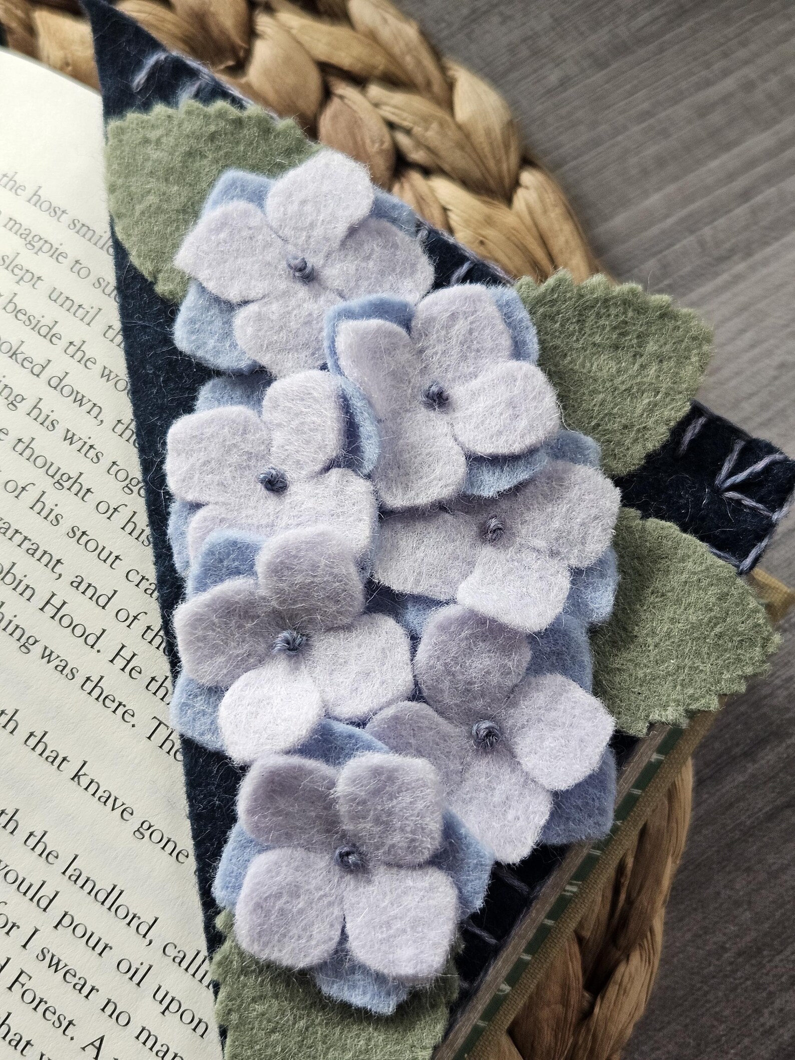 Purple Hydrangeas Felted Floral Corner Bookmark|floral Themed Bookmark ...
