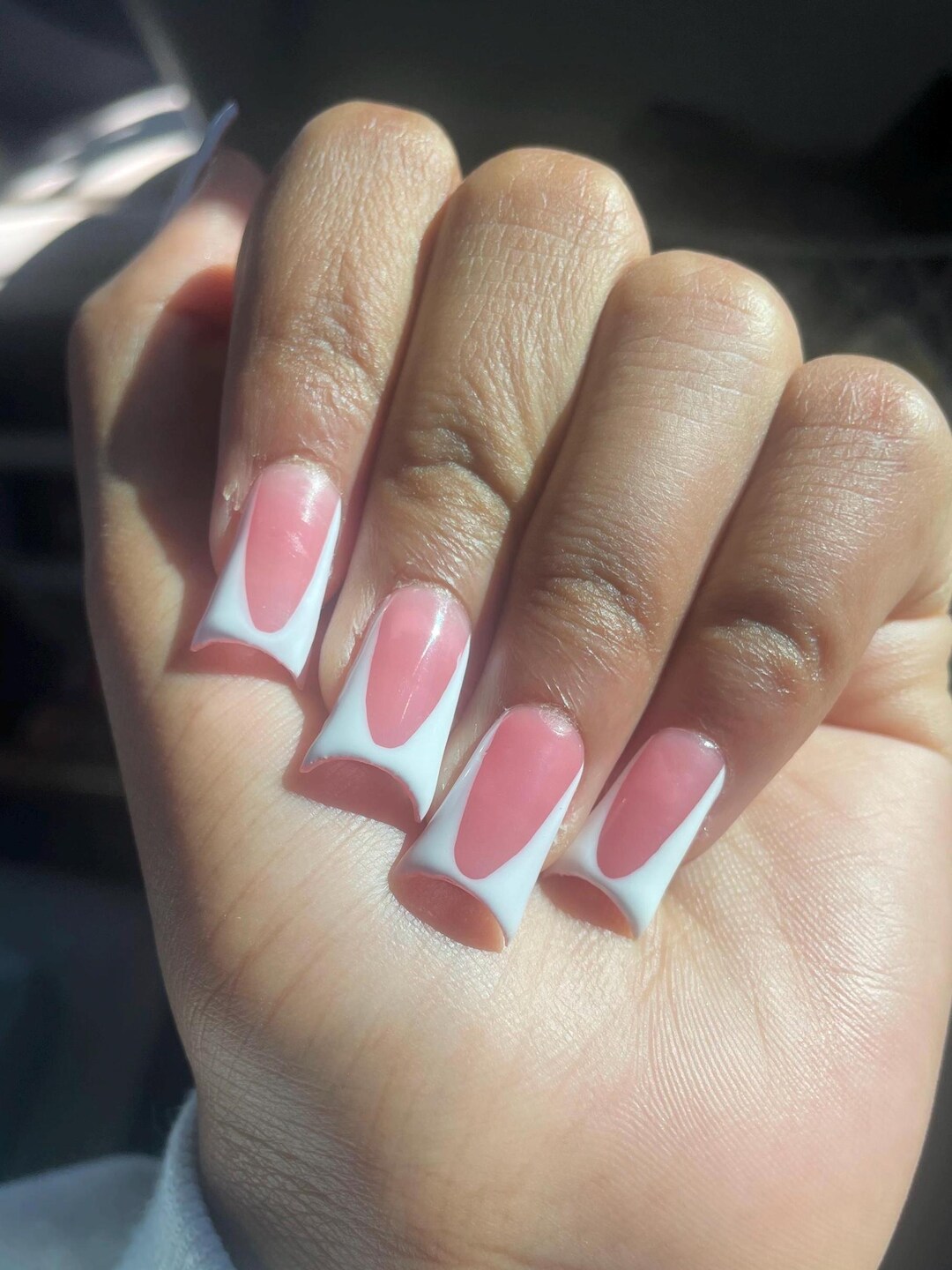Basic White Duck French Tip Deep Curve | C-curved Nails | Short Duckies ...