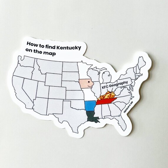 Kentucky Map Sticker KFC Geography Sticker Cute Sticker - Etsy