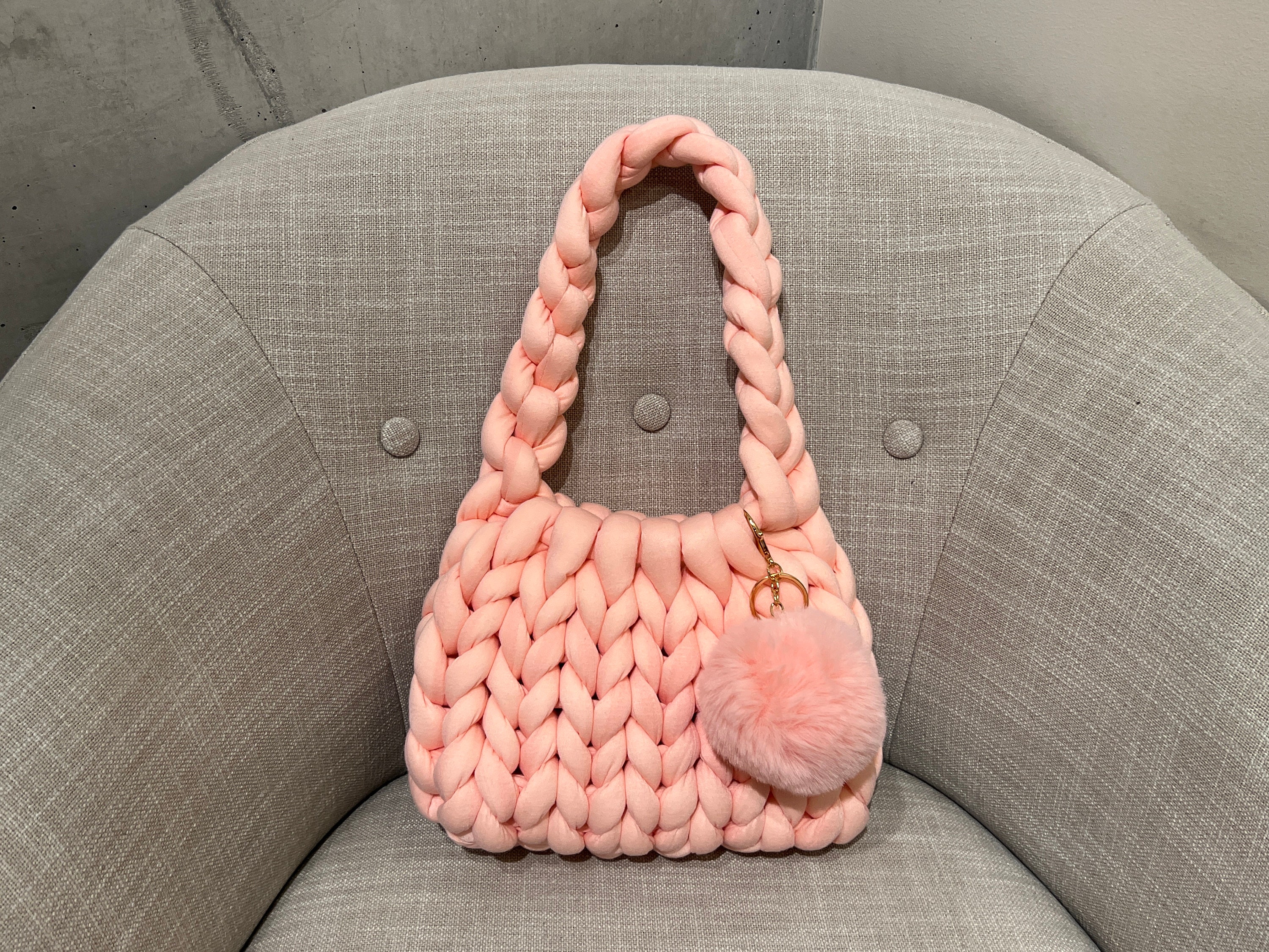 Chunky Knit Bag Chunky Velvet Knit Bag Crochet Knit Bag Hand Knit ...