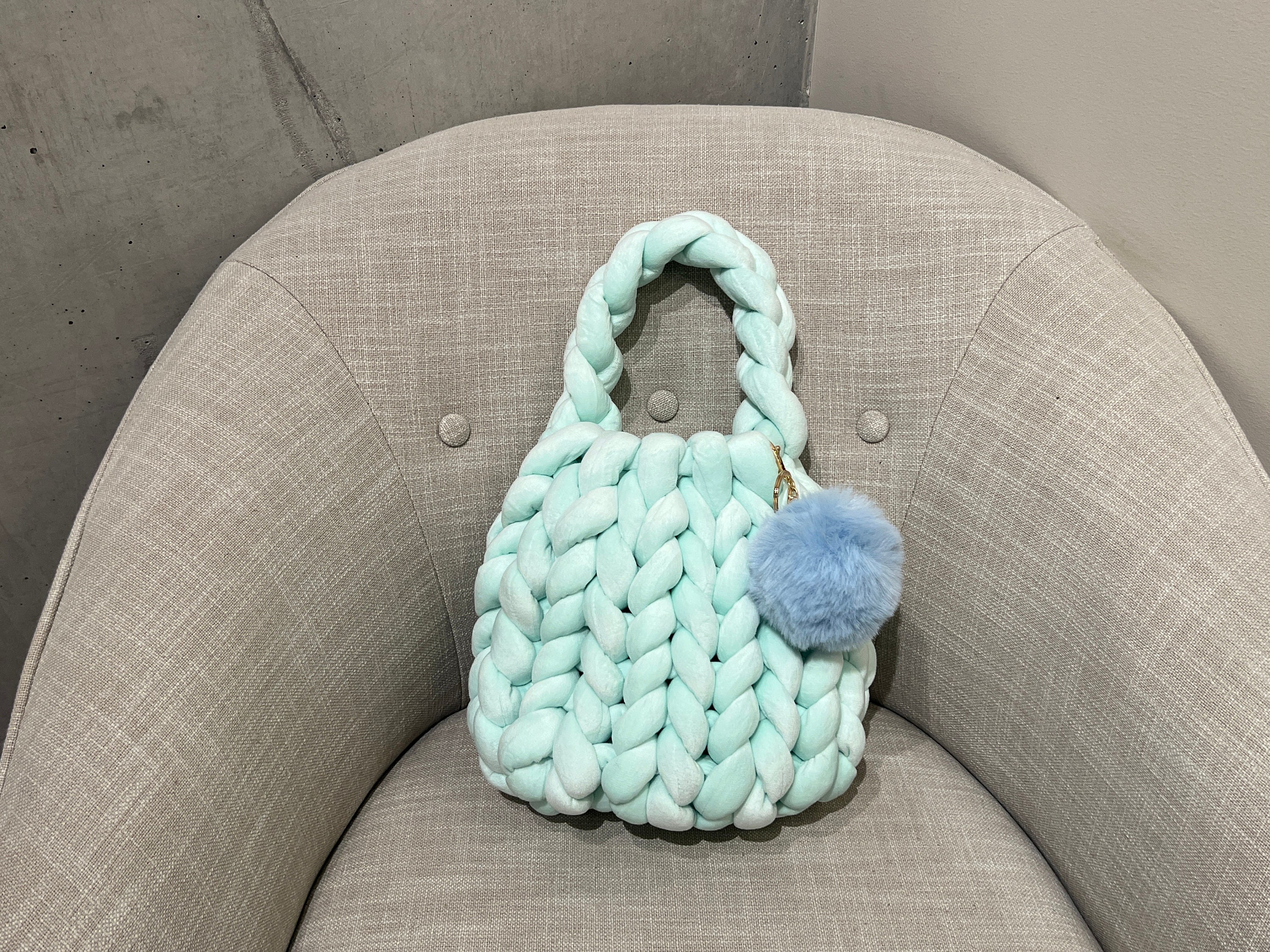 Chunky Knit Bag Chunky Velvet Knit Bag Crochet Knit Bag Hand Knit ...