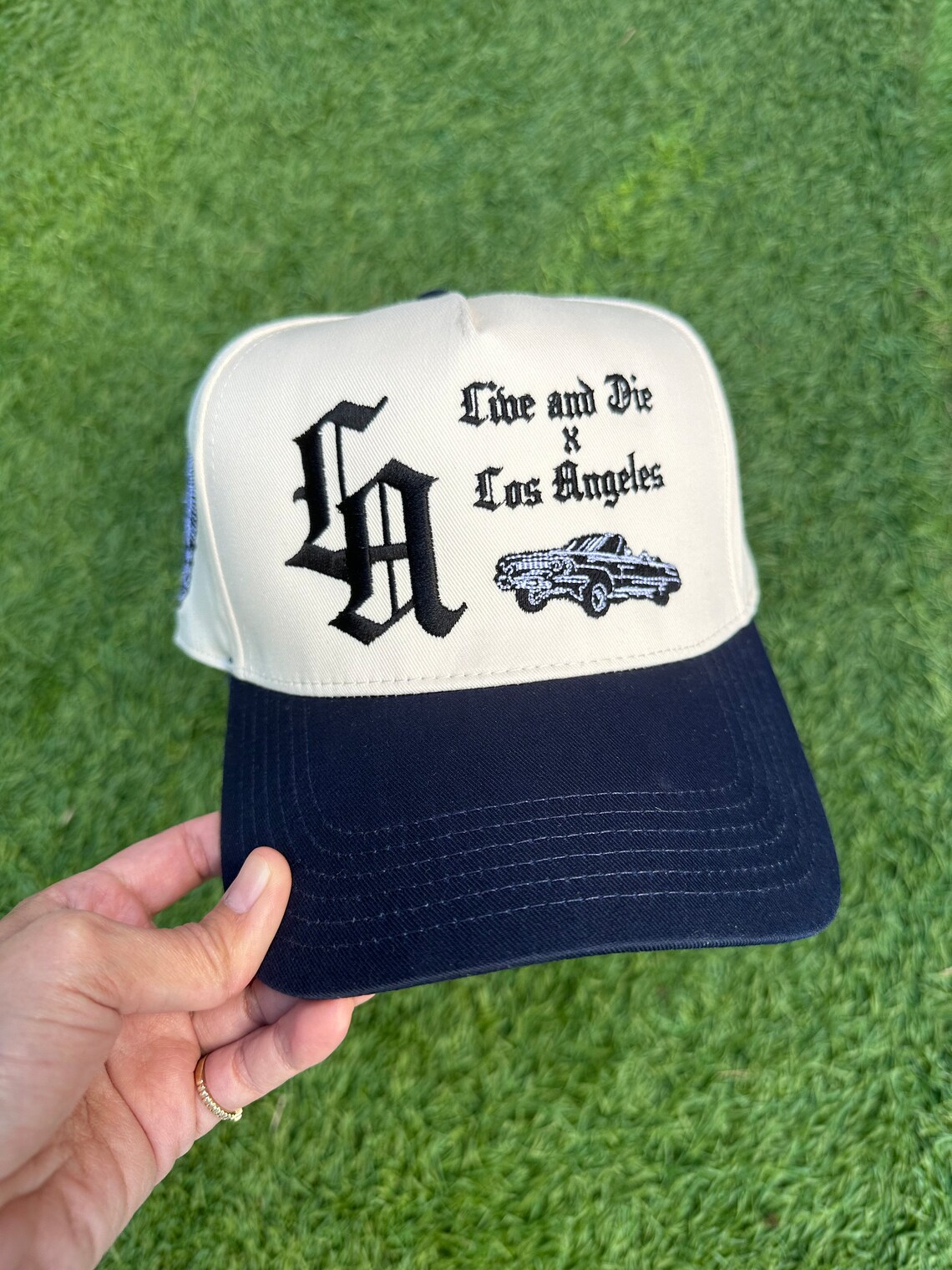 Los Angeles Hat With Lowrider and Virgin Mary, Live and Die in LA Hat ...