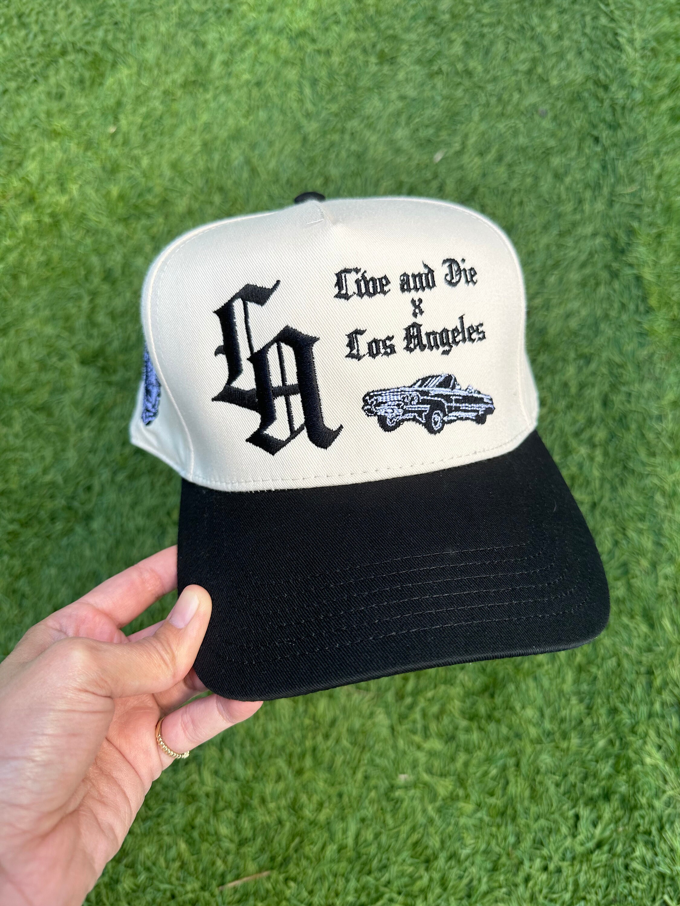 Los Angeles Hat With Lowrider and Virgin Mary, Live and Die in LA Hat ...
