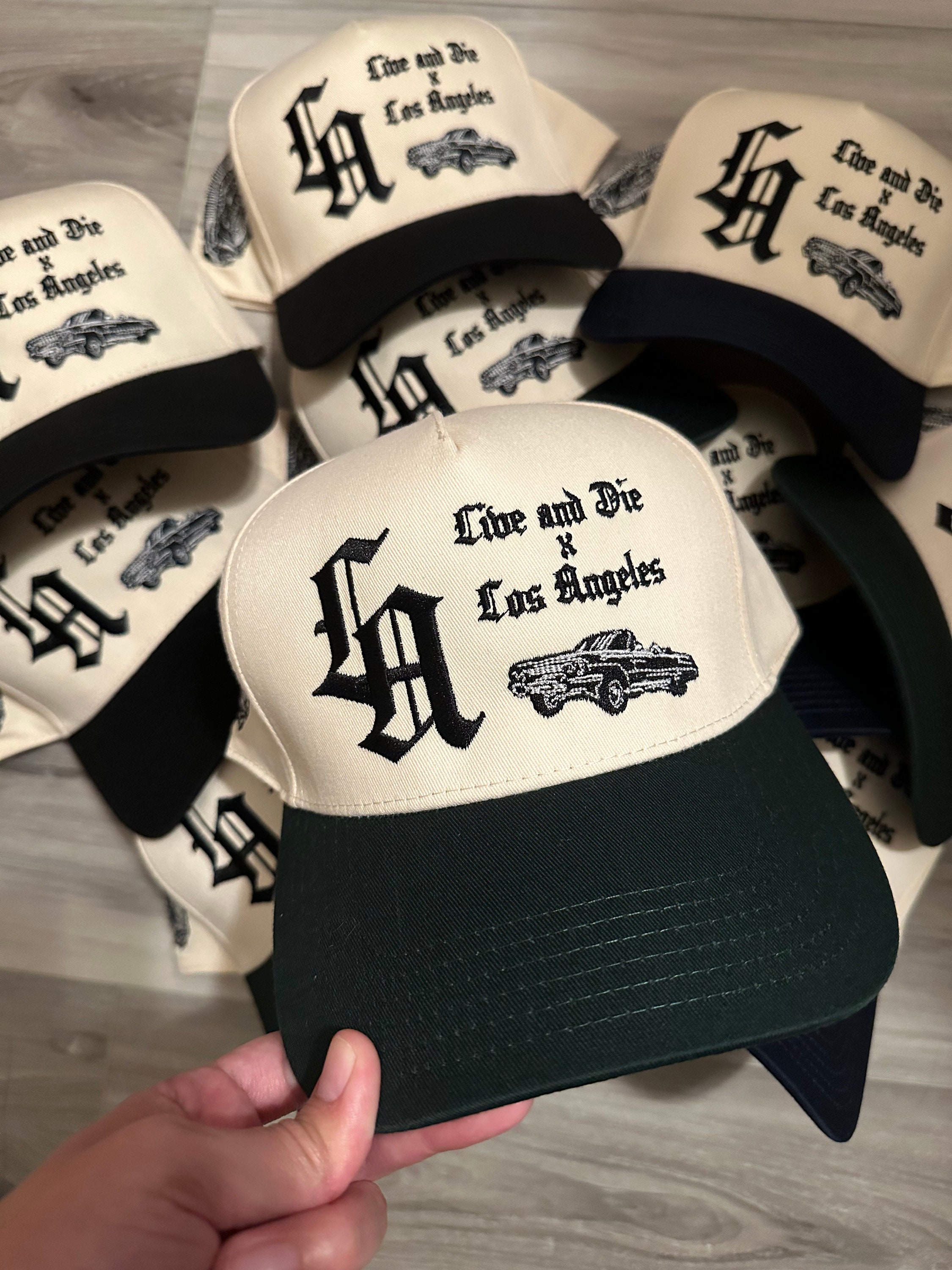 Los Angeles Hat With Lowrider and Virgin Mary, Live and Die in LA Hat ...