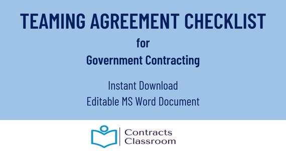 Teaming Agreement Checklist for Government Contracting - Etsy