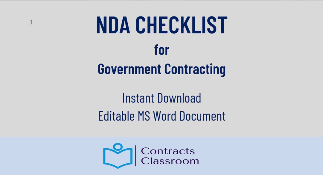 NDA Checklist - Government Contracting Checklist for All Ndas, Pias, or Confidentiality ...