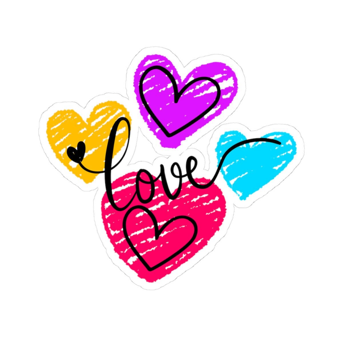 Colorful Love Heart Kiss-cut Stickers: Laptop, Journal Decor - Etsy