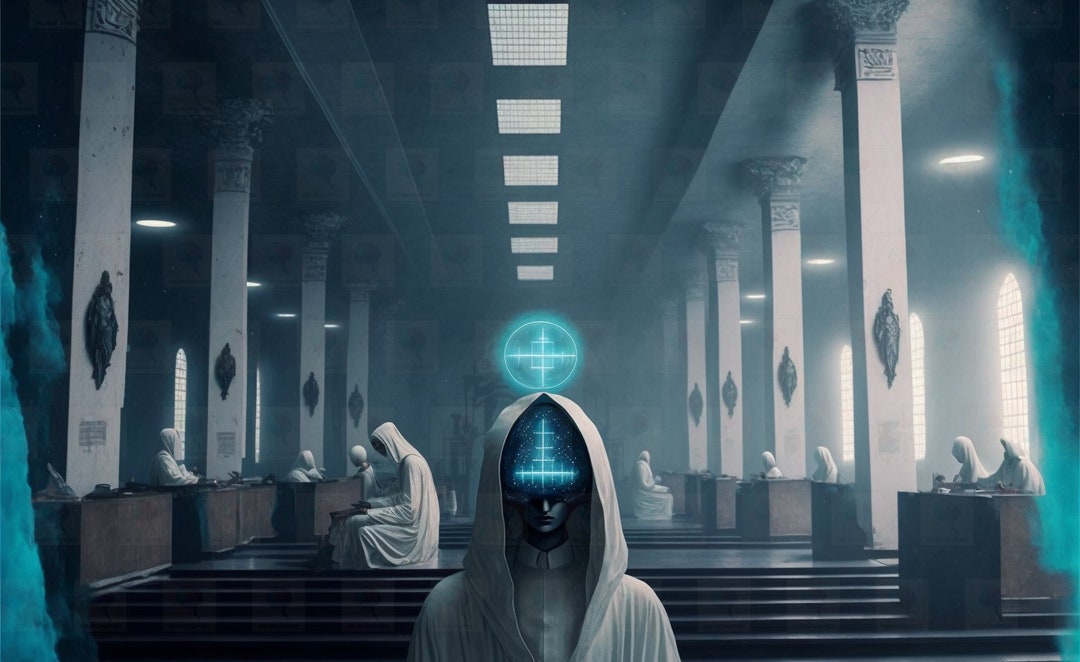 Neurosopher Canvas Dystopian Cyberpunk Nuns Series 2 Futurism Wall Art Memorable Gift Decor, A.I ...