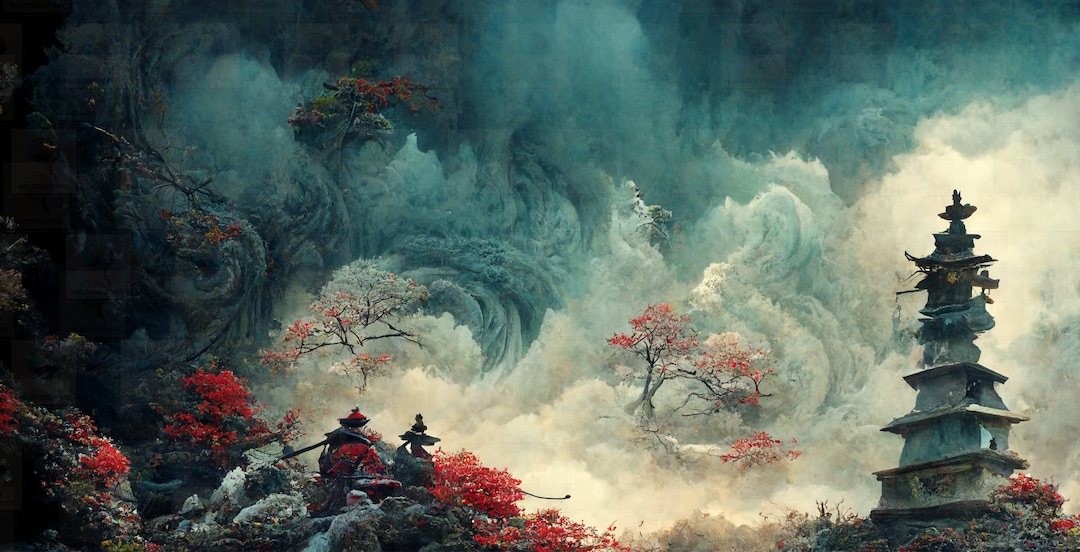 Neurosopher Japanese Surreal Realism 2 Impressionism Landscape Mountain ...