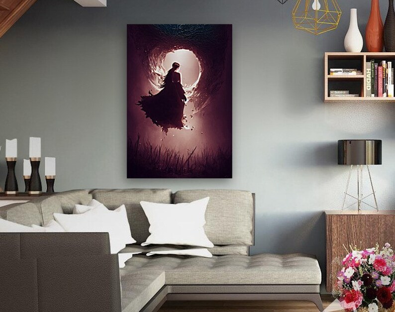 Neurosopher Floating Girl Magic Alice Wonderland Surreal Graphic Novel Canvas Print Wall Art ...