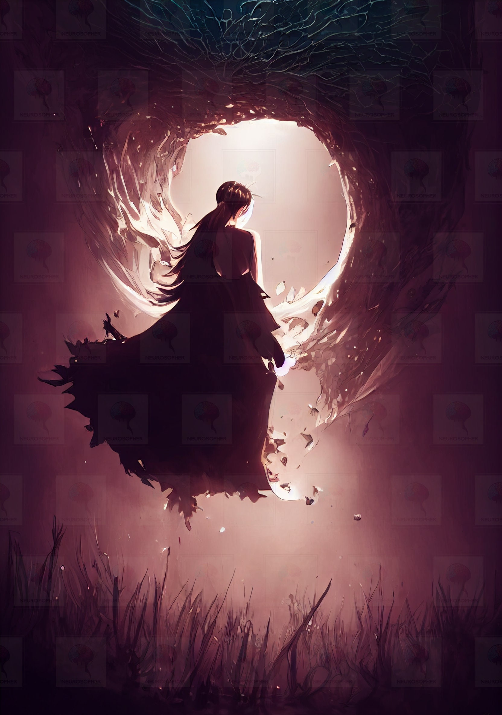 Neurosopher Floating Girl Magic Alice Wonderland Surreal Graphic Novel Canvas Print Wall Art ...