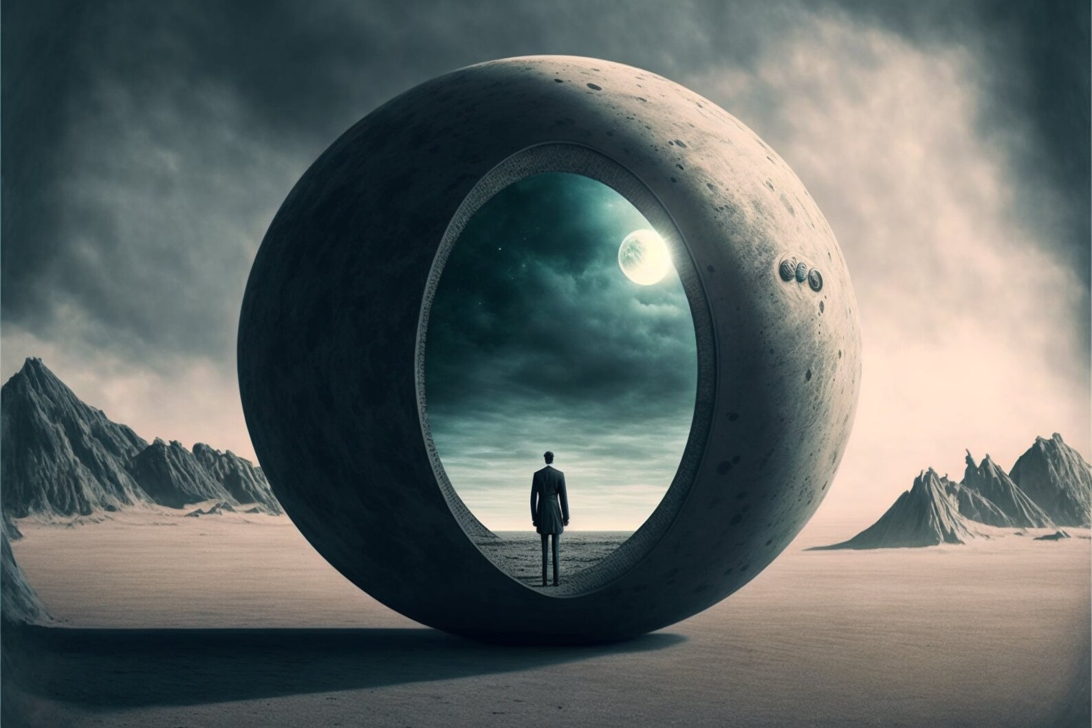 Neurosopher Sci-fi Dimensional Moon Man Futurism Mind Bending Conceptual Wall Art Canvas ...