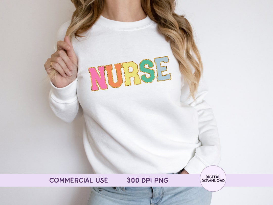 Nurse Preppy PNG, Faux Chenille Letters, Varsity Letters PNG, Nurse ...