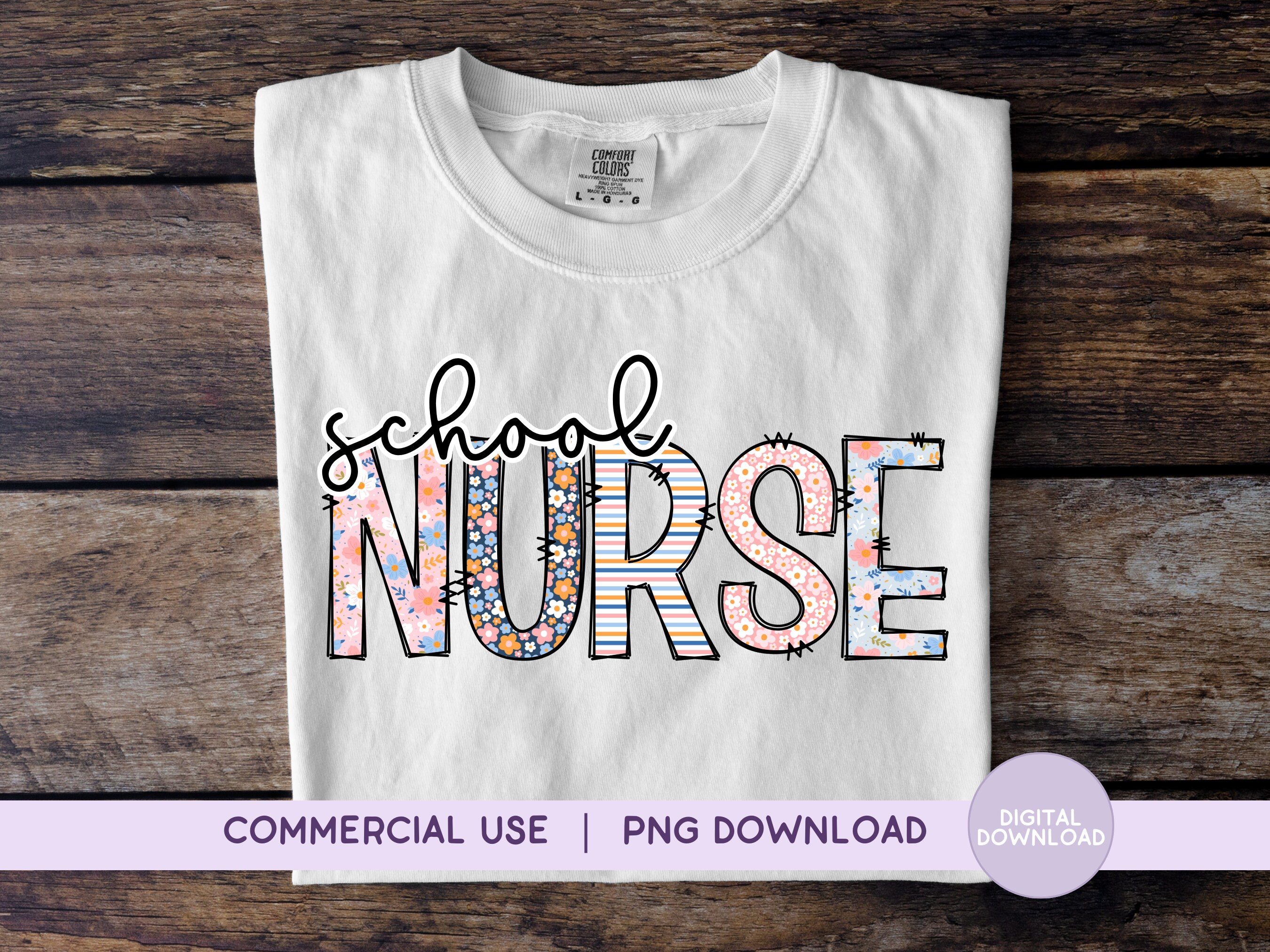 Floral School Nurse PNG School Nurse Png School Nurse Design Commercial ...