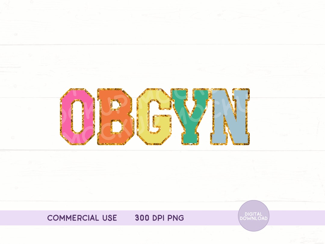 OBGYN Preppy PNG, Faux Chenille Letters, Varsity Letters PNG, Obgyn ...