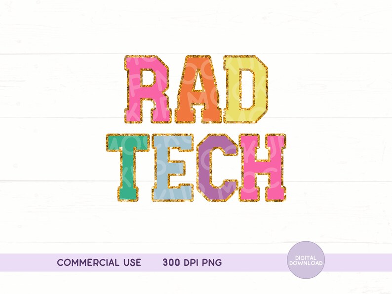 Rad Tech Preppy PNG, Faux Chenille Letters, Varsity Letter Png ...