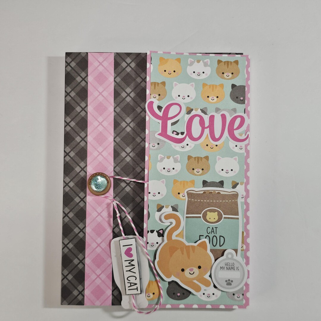 Cat Themed Scrapbook Folio, Mini Album, Kitty, Pets, Scrapbook ...
