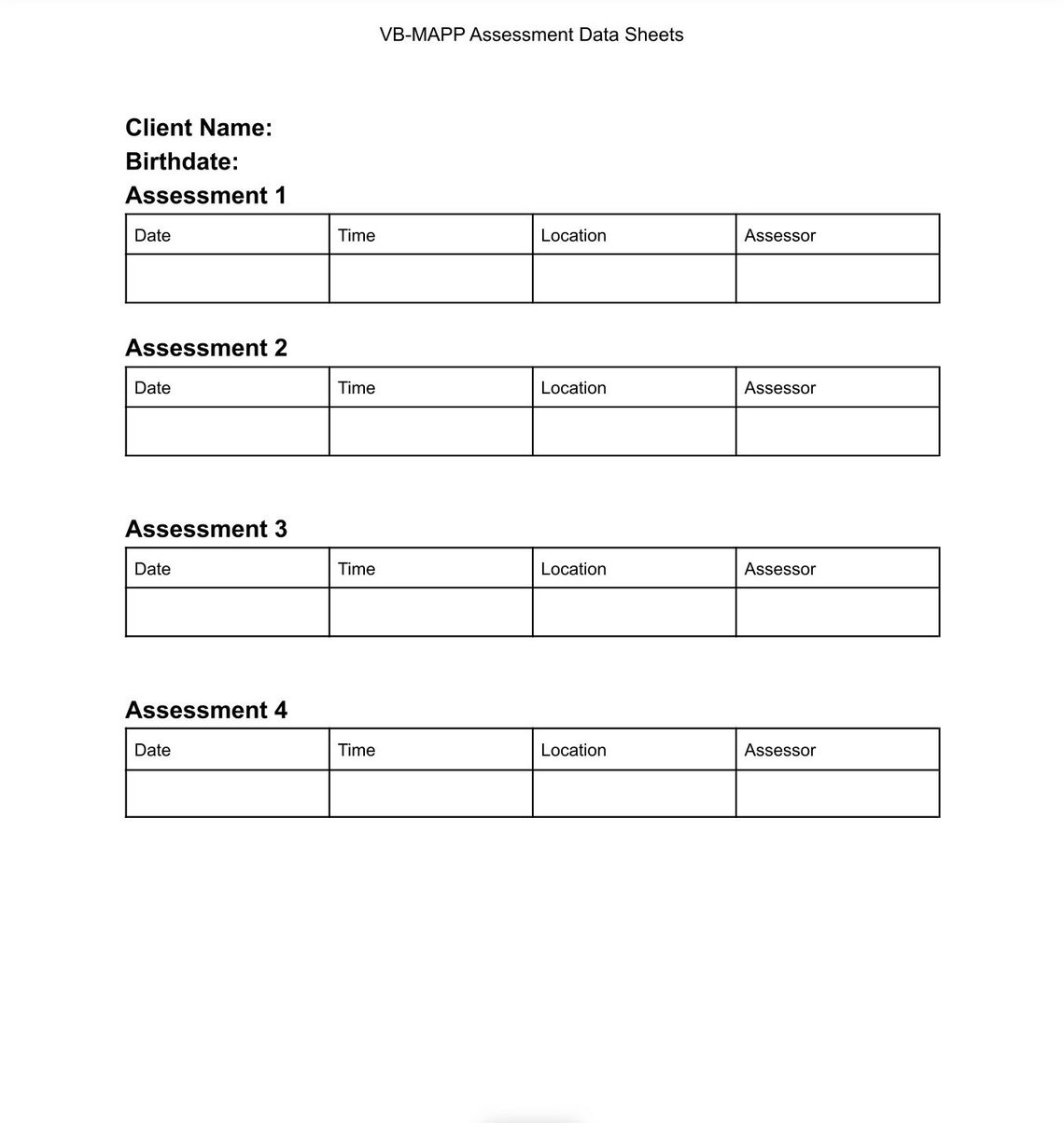 Assessment Data Sheets to Accompany the VB-MAPP for ABA - Etsy