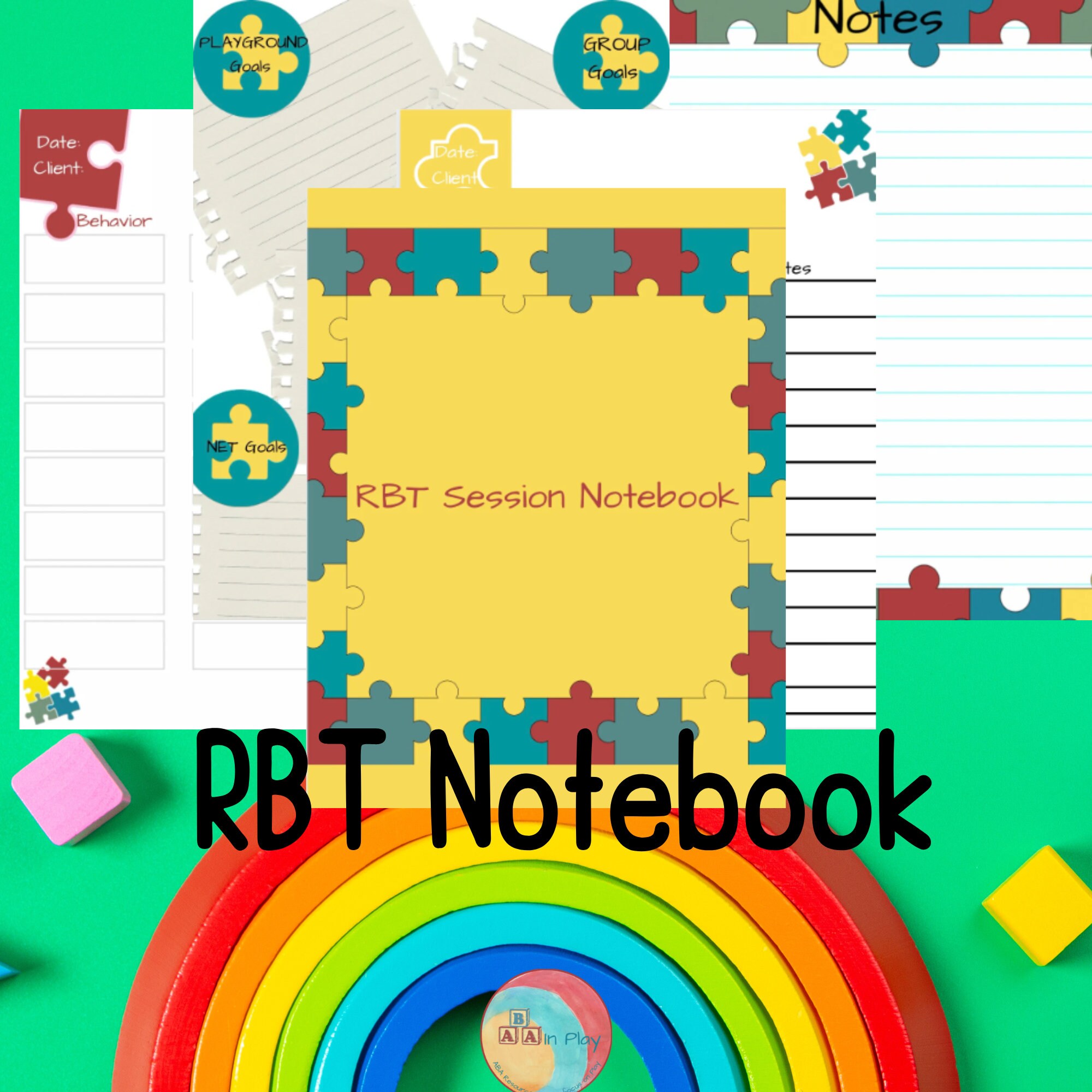 RBT Notebook, ABA Session Notepad, Puzzle Themed Notepad, Session ...